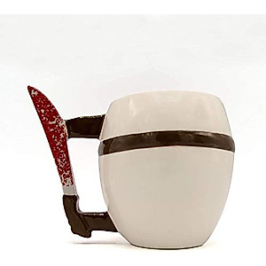 Silver Buffalo Warner Bros Friday The 13th Jason Mask with Knife Ceramic Coffee 3D Sculpted Mug, 1 Count (Pack of 1), Multicolor, 20 fluid ounce.