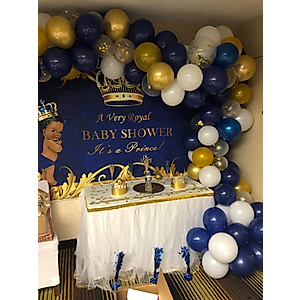 Mocsicka Royal Prince Baby Shower Backdrop Black Boy Gold Crown Photography Background 7x5ft Little Prince Royal Blue Backdrops for Baby Shower Party