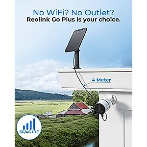 REOLINK 4G LTE Cellular Security Camera Outdoor, Wireless Solar Powered Rechargeable Battery, 4MP Night Vision, Smart Person/Vehicle Detection, Time Lapse, No WiFi Needed, Go Plus with Solar Panel