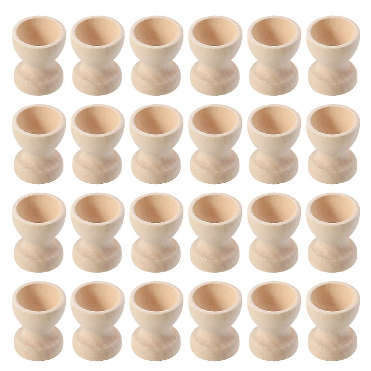 Toddmomy 24Pcs Wooden Egg Cups Easter Egg Cup Wood Egg Stands Easter Egg Holders Stands for DIY Crafts Easter Party Supplies