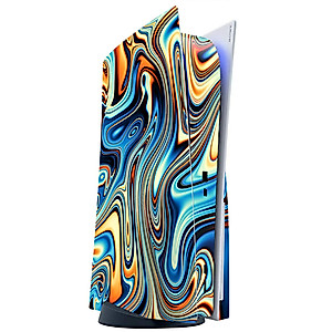 ITS A Skin Skins Compatible with Sony Playstation 5 Console Disc Edition - Protective Decal Overlay Stickers wrap Cover - Blue Orange Psychadelic Oil Slick