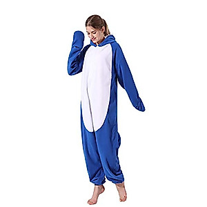 OGU' DEAL Adult Shark Onesie Cartoon Animal Jumpsuit Pajamas Christmas Shark Costumes Halloween Cosplay for Men