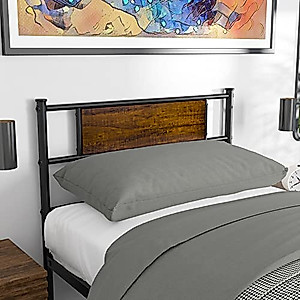 Weehom Twin Bed Frame with Headboard, 12.7 Inch Metal Platform Bed Frames No Box Spring Needed, Black Single Bed Heavy Duty Steel Slat Support,Easy Assembly