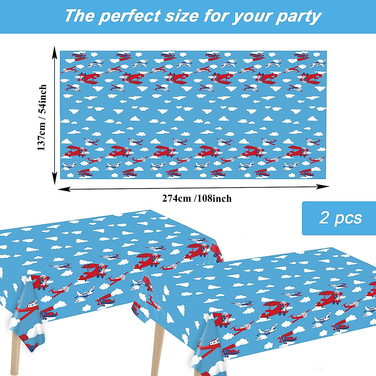 98 pieces Airplane Birthday Party Decorations Supplies Airplane Party Plates and Napkins Plane Theme Paper Tableware Set Tablecloth Baby Shower for 24 Guests 1st Birthday Helicopter Favors for Kids