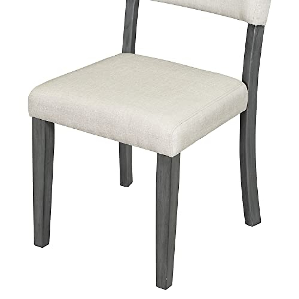 Lepfun, Retro Curved Trestle Style Legs and 4 Upholstered Chairs, Kitchen Room (Dark Grey), 5-Piece Round Dining Table Set 1