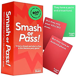 Bold. Smash or Pass: The Hilarious Game Night Adult Card Game - 3-20 Players - Fun Card Games and Party Card Game for Adults - Perfect for Girls Night, Bachelorette Party, or Strangers