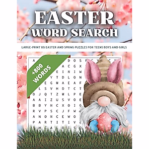 Easter Basket Stuffers for Teens : Easter Word Search Large-Print 80 Easter and Spring Puzzles for Teens Boys and Girls