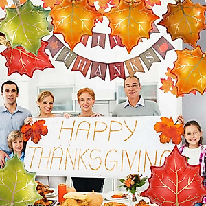 WRBAJIS 9Pcs Fall Maple Leaf Balloons Fall Leaves Foil Balloons Thanksgiving Mylar Balloon Kit for Festival Holiday Thanksgiving Autumn Harvest Birthday Wedding Party Decorations Green Yellow Red