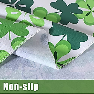 Fitable St Patrick’s Day Rectangle Tablecloth - 60x84 Inch Waterproof Green/White Shamrock Table Cloth Vinyl Wipe Clean Clover Table Cover for Dining Room, Kitchen, Indoor/Outdoor Party Table Decor