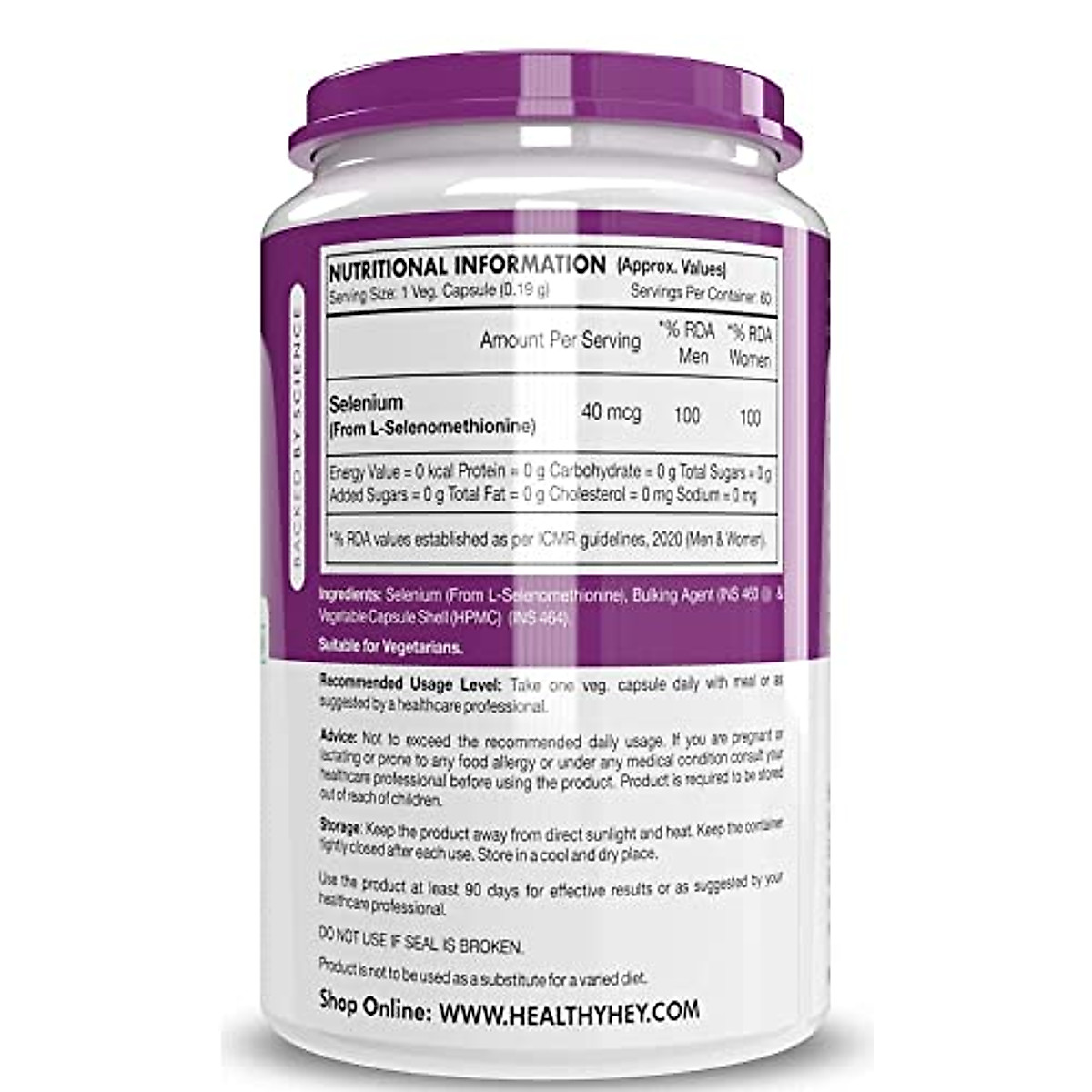 Nutranix Ads Selenium Capsules 40mcg 60 Vegetarian Capsules