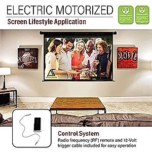 Akia Screens 110 inch Motorized Electric Remote Controlled Drop Down Projector Screen 16:9 8K 4K HD 3D Retractable Ceiling Wall Mount Black Projection Screen Office Home Theater Movie AK-MOTORIZE110H1