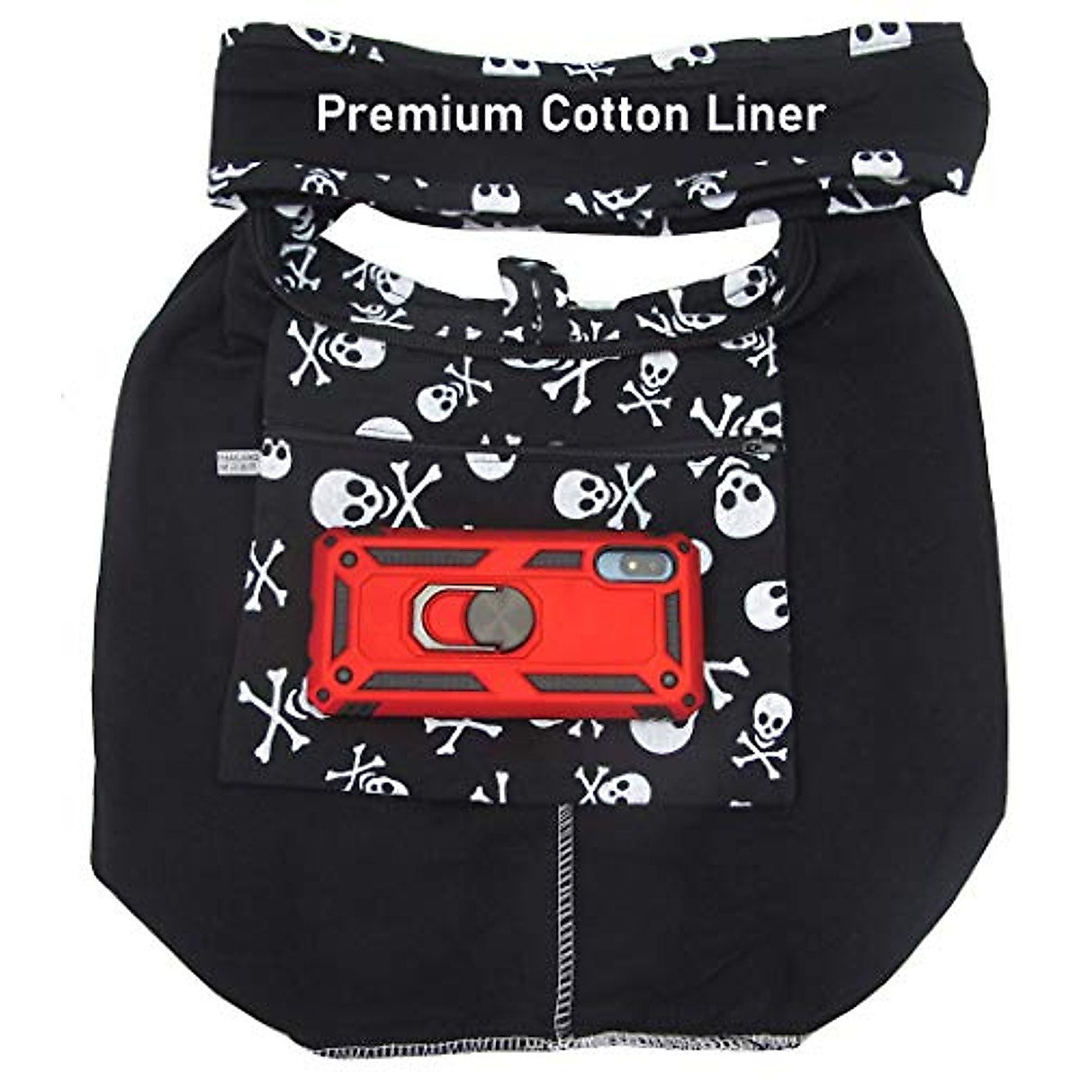 FULLY LINED Skull Hippie Hobo Sling Crossbody Bag - Large Front Phone Pocket - Metal Zippers