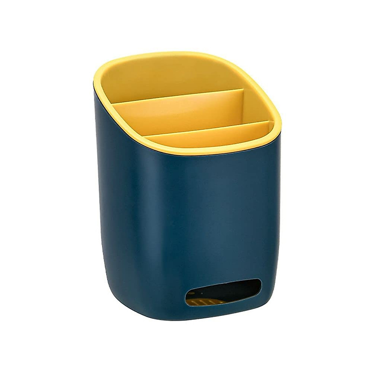 Plastic Kitchen Utensil Holder Cultery Drainer, Cutlery Dryer Spoon Fork Chopstick Storage Holder Box, Drain Rack Spoon Fork(Blue)