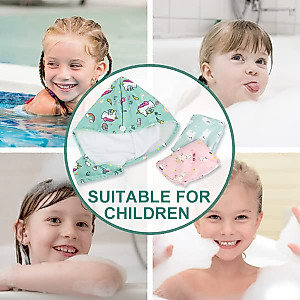 FAISOTY 3Pcs Microfiber Hair Towel for Kids, Quickly Drying Hair Towel with Button Using for Wet Hair Drying for Kids/Girls/Women