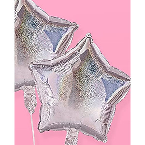 xo, Fetti Iridescent Star Foil Balloon Pack - 4 pack | Birthday Party Supplies, Space Party Decorations, Last Disco, Bday Balloon Arch