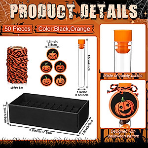 Photect 50 Set Halloween Test Tubes 100 x 16 mm Clear Plastic Tubes with Caps 10 ML Candy Tubes for Candy Storage, Scientific Experiments, Halloween Party Favors
