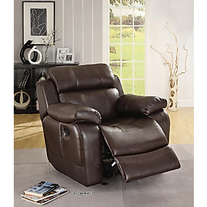 Homelegance Marille Reclining Sofa w/ Center Console Cup Holder, Brown Bonded Leather