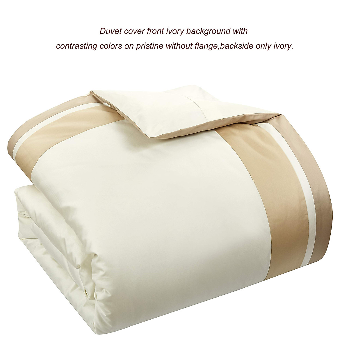 Casabolaj Shading 3 Pieces Duvet Cover Set Do Not Include Filling 100% Egyptian Cotton Sateen Luxury 400 Thread Count-Classic and Contemporary Frame Patchwork Cream/Beige/Champange (California King)