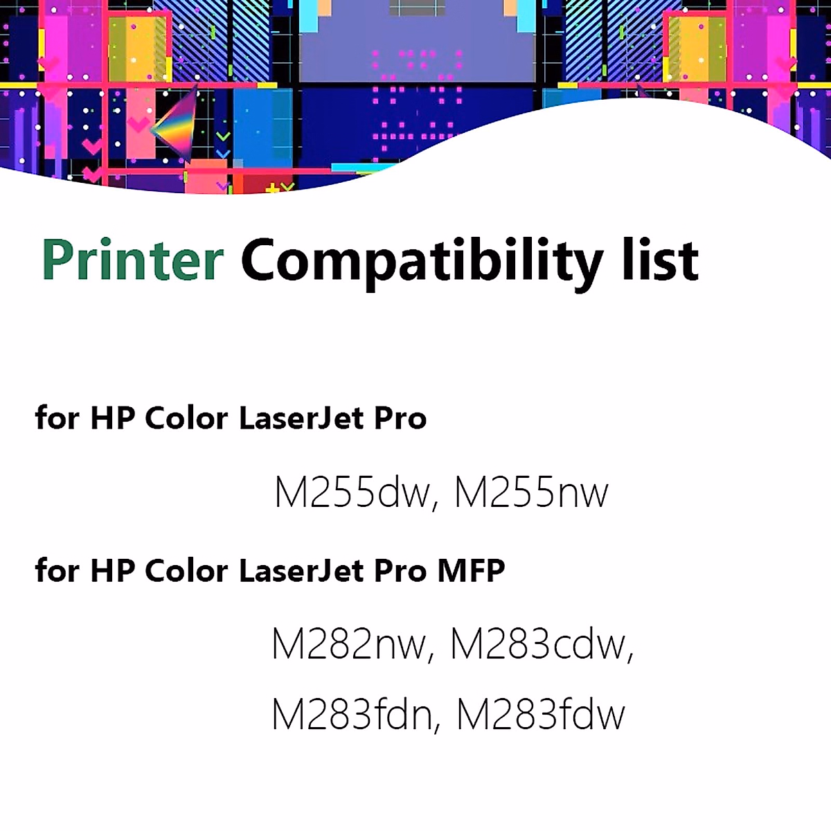 Replacement for HP 206X 206A Black Toner Cartridge for HP Color Laserjet Pro MFP M283cdw M255dw M283cdw M283 M255 Compatible with Original Toner Cartridge