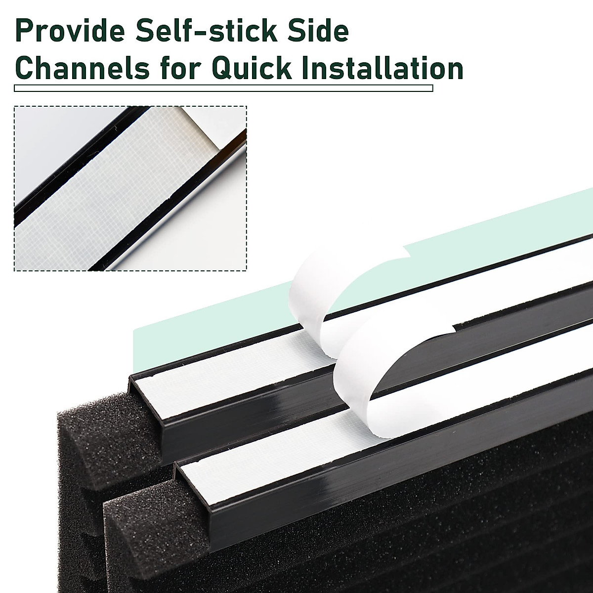 Flehomo Window Air Conditioner Insulation Foam Panels, AC Side Panels Kit, 17in H x 9in W x 7/8in T, Pack of 2, Black