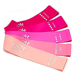 Fit Simplify Resistance Loop Exercise Bands with Instruction Guide and Carry Bag, Set of 5