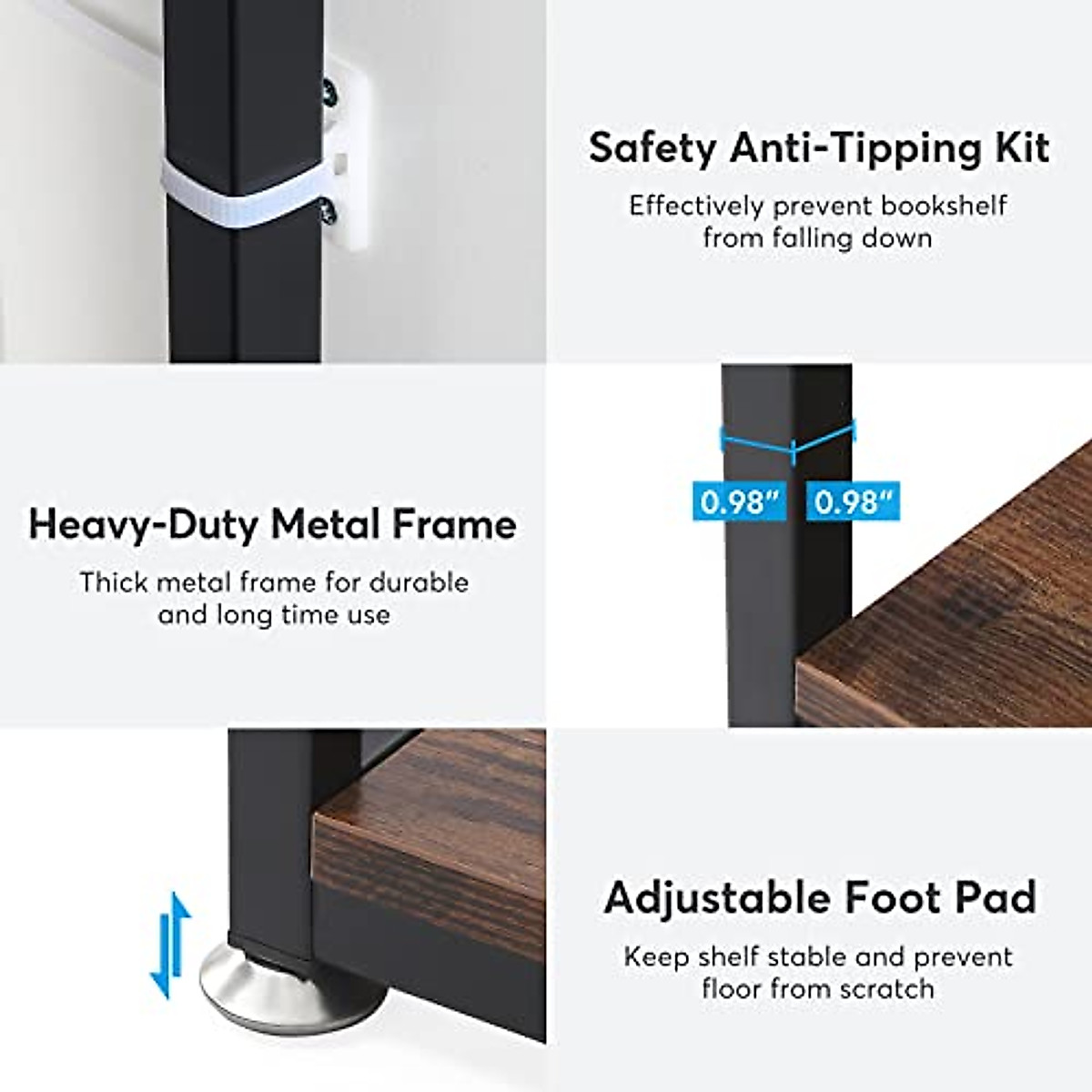 Tribesigns 70.8 Inch Tall Bookshelf, 8-Tier Industrial Open Bookcase, Metal Etagere Bookcase Storage Display Shelf Unit for Living Room Bedroom Home Office (1)