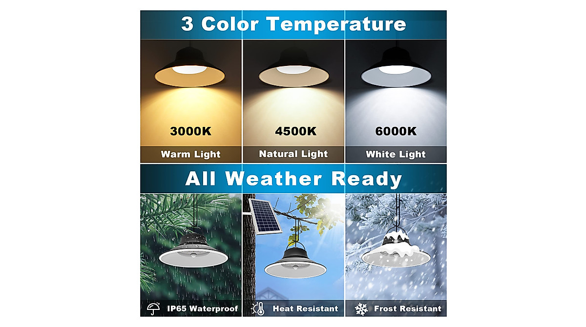 NIORSUN Solar Pendant Light, Upgraded Motion Sensor Light Outdoor Solar ...