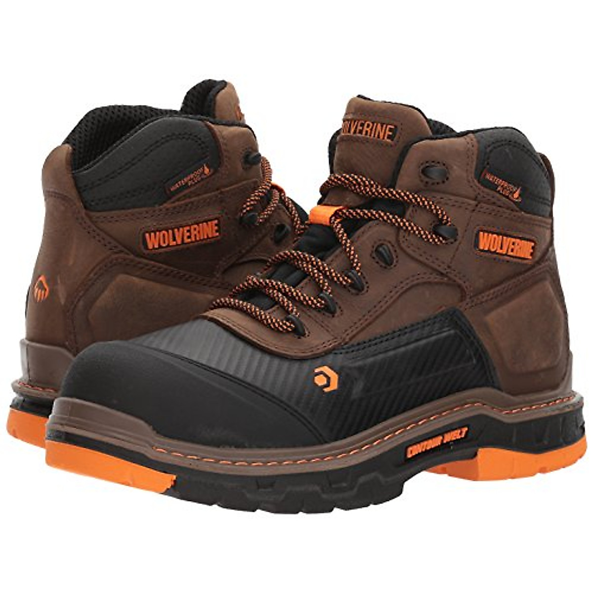 WOLVERINE mens Overpass 6" Composite Toe Waterproof Work Boot, Brown, 10 X-Wide US