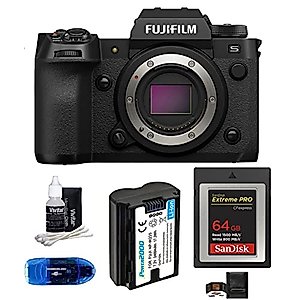 Fujifilm X-H2S Mirrorless Digital Camera Body Bundle, Includes: SanDisk 64GB Extreme PRO CFexpress Memory Card Type B, Spare Battery + More (6 Items)