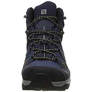 Salomon X Ultra 3 MID Gore-TEX Hiking Boots for Women, Crown Blue/Evening Blue/Sunny Lime, 8