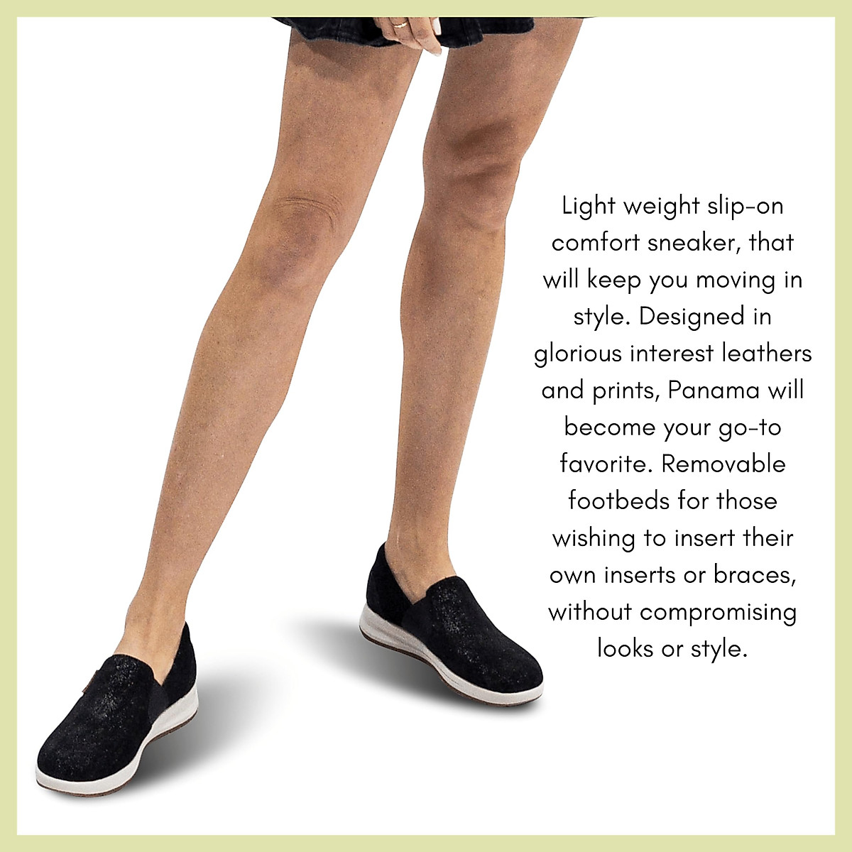 Revere Shoes Panama Slip On Sneaker - Women's Comfort Walking Shoes with Concealed Orthotic Arch Support. Relief from Foot and Heel Pain - Midnight 6 Wide