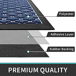DEXI Door Mat Front Indoor Outdoor Doormat Small Heavy Duty Rubber Outside Floor Rug for Entryway Patio Waterproof Low-Profile,17"x29",Navy Blue