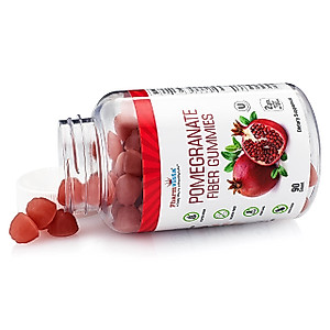 Pharmvista Pomegranate Fiber Gummies for Adults & Kids 100mg - Gluten Free Vegan Pomegranate Supplement Rich in Dietary Fiber Chewables Gummies- 90 Count