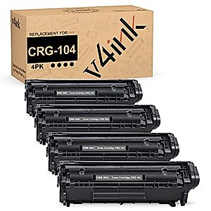 V4INK 4-Pack Compatible Toner Cartridge Replacement for Canon 104 CRG-104 FX-9 FX-10 Toner Cartridge Ink for use in Canon Imageclass D420 D450 D480 MF4150 MF4350D MF4270 MF4370DN MF4380DN Printer