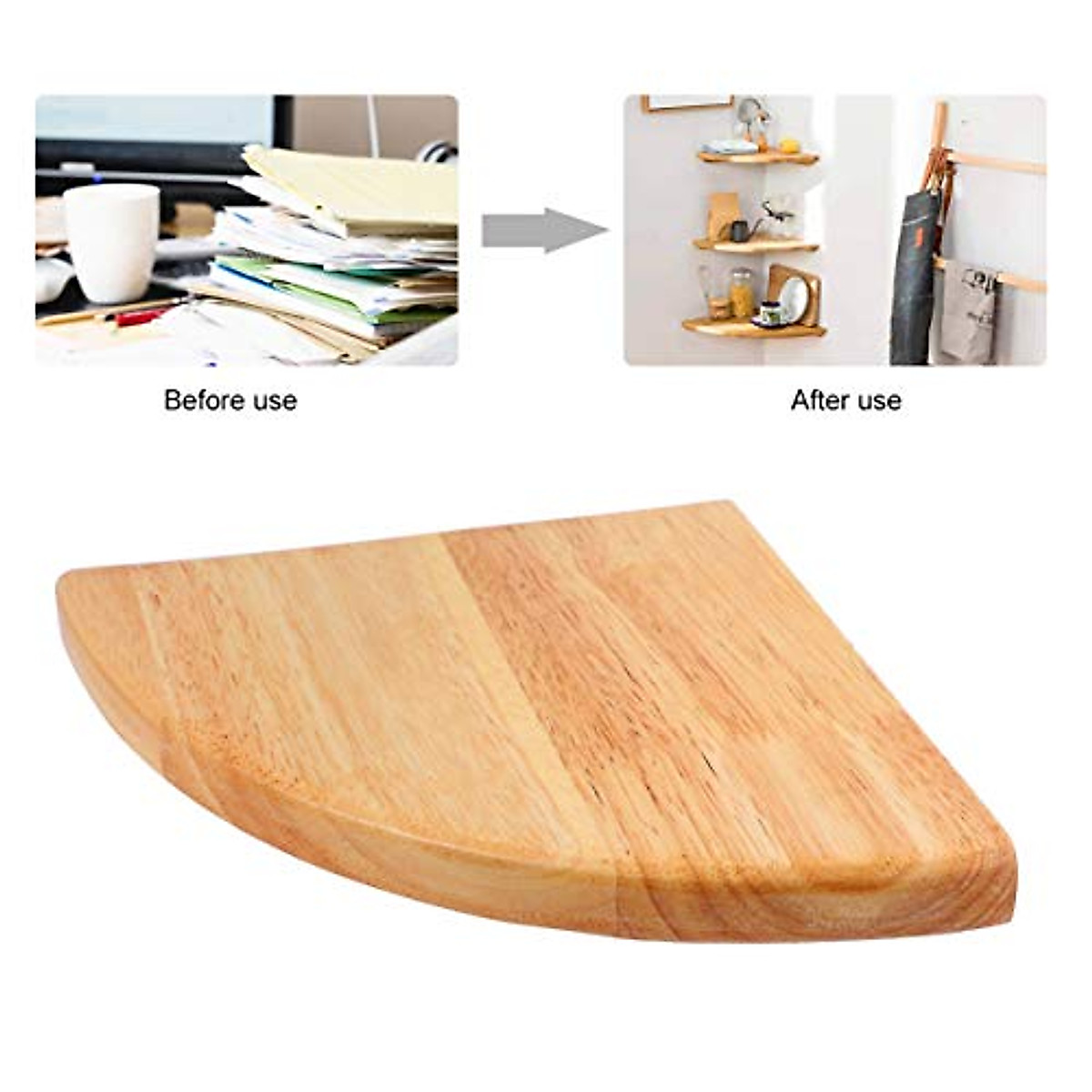 BESPORTBLE Wall Mounted Floating Corner Shelves Wooden Wall Display Storage Rack Organiser for Home Bedroom Living Room 18cm