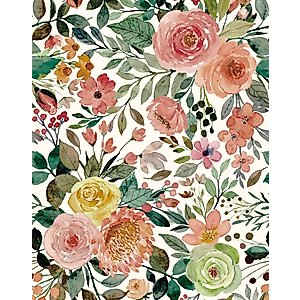 JiffDiff Black White Camellia Wildflower Floral Wallpaper Peel and Stick (118.1" x 17.3", White Camellia)