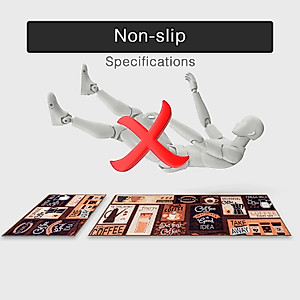 wunderlin Kitchen Rugs Runner Collection Non-Slip Kitchen Washable Rugs for Kitchen Floor Set Carpet Kitchen Rugs Kitchen Decorations Theme Sets of Two (Coffee)