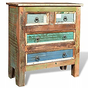 MAXCBD Nightstand Bedside Table Drawer Cabinet Reclaimed Cabinet Solid Wood with 4 Drawers Wooden Cabinet with 4 Drawers Offers You Storage Storage Tower Dresser