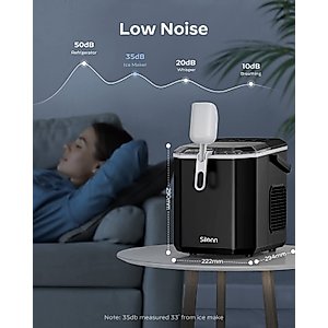 Silonn Ice Maker Countertop, Portable Ice Machine with Carry Handle, Self-Cleaning Ice Makers with Basket and Scoop, 9 Cubes in 6 Mins, 26 lbs per Day, Ideal for Home, Kitchen, Camping, RV