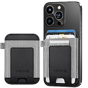 New-Upgrade Magnetic Card Wallet Holder for Apple Magsafe, Magnetic Magsafe Leather Wallet for iPhone 15/14/13/12 Magsafe, Mag-Safe Wallet for iPhone 15/15 Pro/14/13/12 Series, Fits 7 Cards, Black