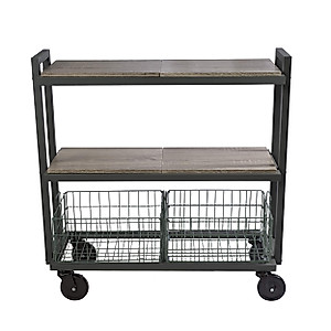 Atlantic Modular Mobile Storage Cart System, with Interchangeable Shelves & Baskets, Powder-Coated All-Steel Frame, 3-Tier, Caster Wheels for Mobility, PN 23350330, in Kale Green