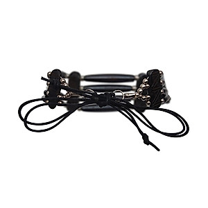 outROAR Gear American Indian Style Bone Choker Necklace, 4 Row Black/Brown Traditional Hairpipe Beads, Unisex Adjustable