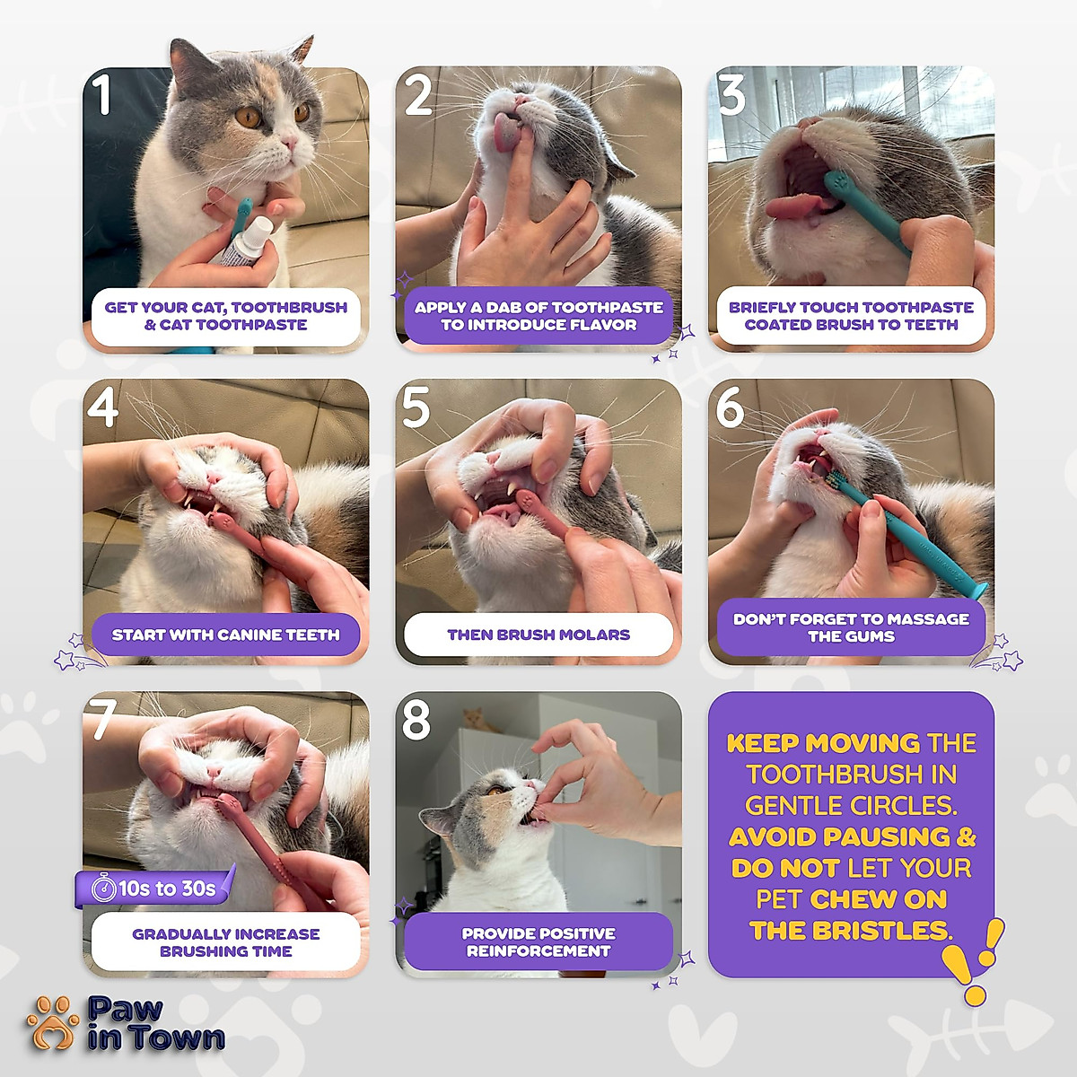 PAWINTOWN Soft Cat Toothbrush Set – Suitable for Dogs – Food Grade Silicone – Cat Dental Care, Cat Teeth Cleaning, Cat Tooth Brushing Kit (Tropical Teal)