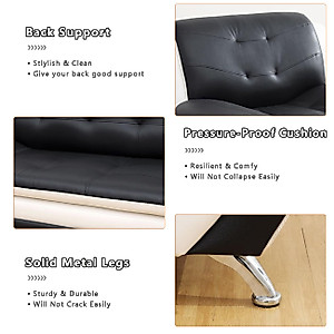 JFlove Modern Leather Sofa Set, Sectional Couches in Faux Leather - A-Leather Black&White, Living Room Furniture for 6 Seater, Includes Sofa, Loveseat, Chair