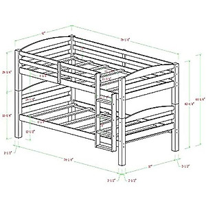 Walker Edison Solid Wood Twin Trundle Kids Bed Frame With Wheels Bunk bed Kids Bed Bedroom Storage Guard Rail Ladder, Twin, White
