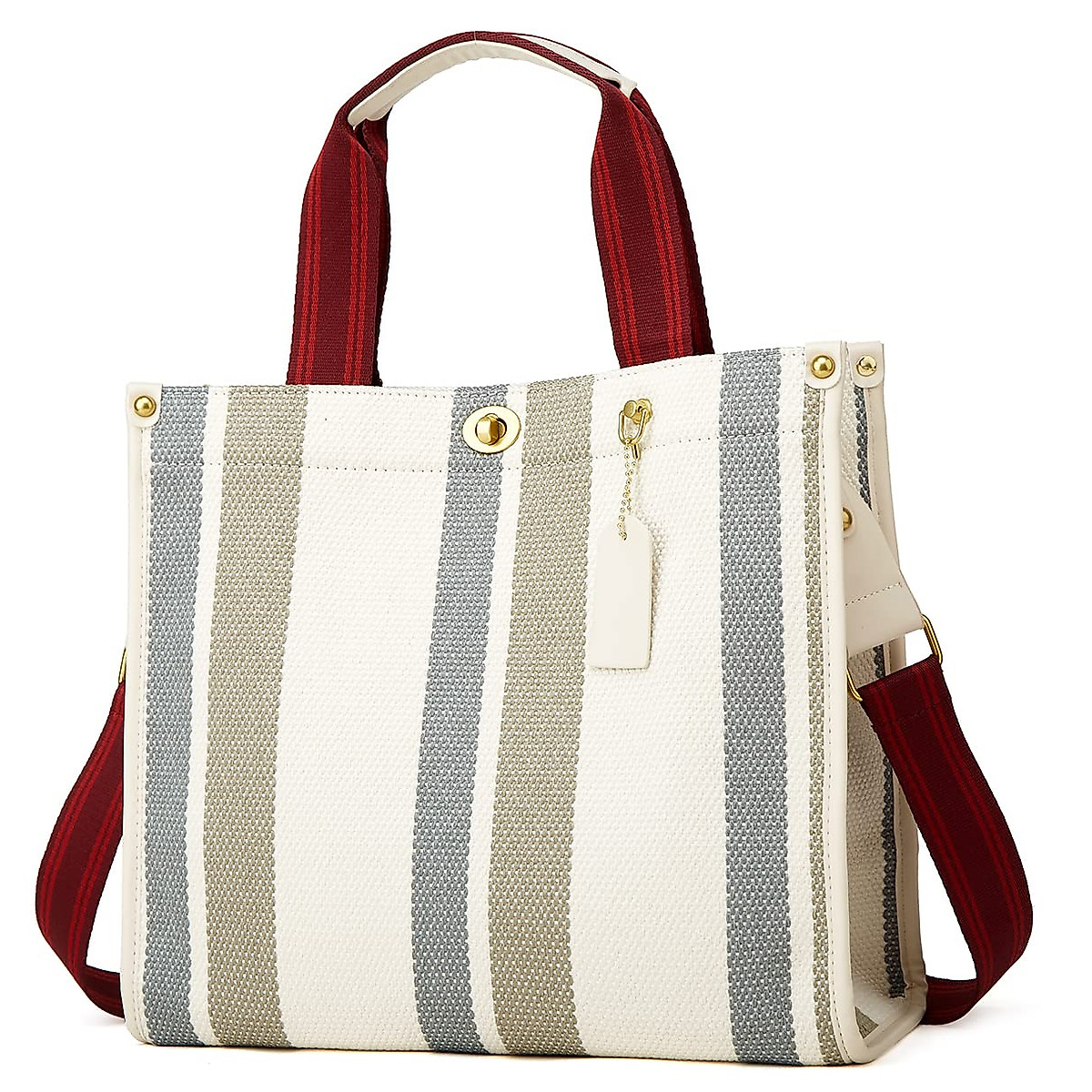 Tote Bag Hobo Bag for Women Canvas Shoulder Bag Chic Crossbody Bag Satchel Large Handbag Color Contrast Stripe