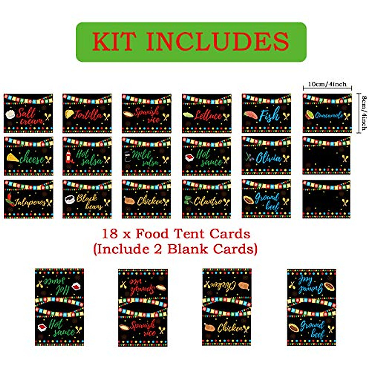 Taco Bar Decoration Kit Mexican Banner Table Sign Food Tent Cards Cinco De Mayo Fiesta Birthday Party Bachelorette Bridal Shower Favors Supplies,Set of 22