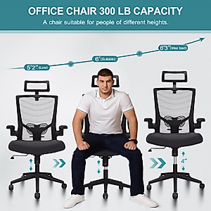 CBBPET Ergonomic Office Chair, Desk Chairs with Wheels, Mesh Office Chair with Lumbar Support, Comfortable with Reclining, Adjustable Armrest and Headrest