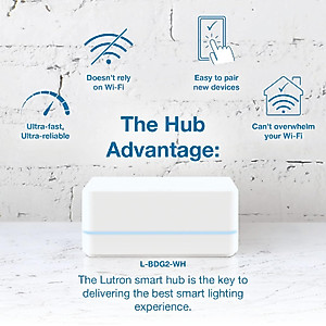 Lutron Diva Smart Dimmer Switch Starter Kit for Caséta Smart Lighting, with Smart Hub, Pico Remote, No Neutral Wire Required, DVRF-BDG-1D, White