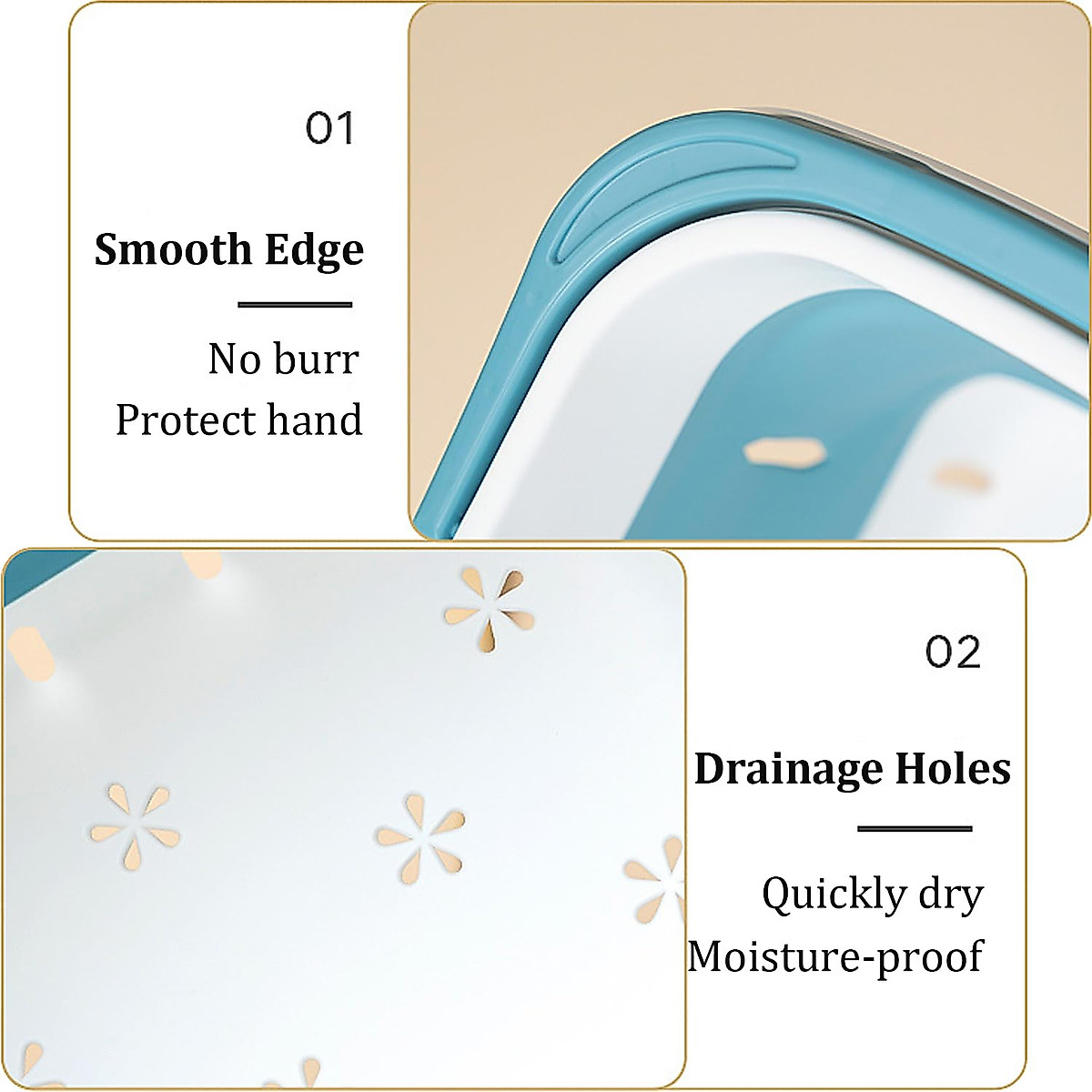 Haundry Portable Shower Caddy Basket, Foldable Caddy Basket with Handles, Collapsible Storage Organizer for Bathroom, Kitchen, College Dorm,Gym (Blue)